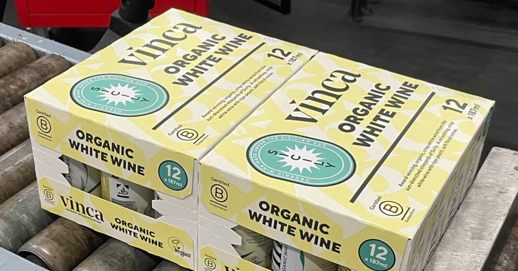 Canned alcohol from Kingsland Drinks packed in fully enclosed carton ...