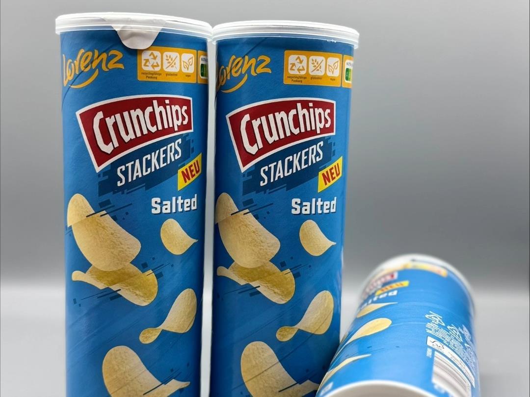 Sonoco provides 88% recyclable paper can for Crunchips Stackers ...