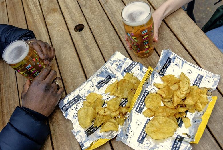 Compostable crisp packet reveals mental health message upon opening ...