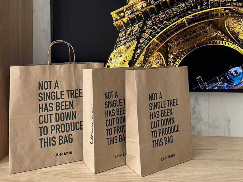Uber Eats now delivers in Releaf Paper bags made from fallen leaf fibres | Packaging Europe