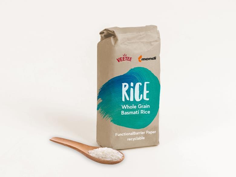 Veetee dry rice packaged in Mondi's kerbside-recyclable paper ...
