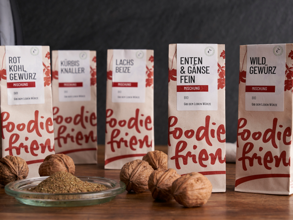 Organic spices packaged in recyclable pouches made from agricultural ...