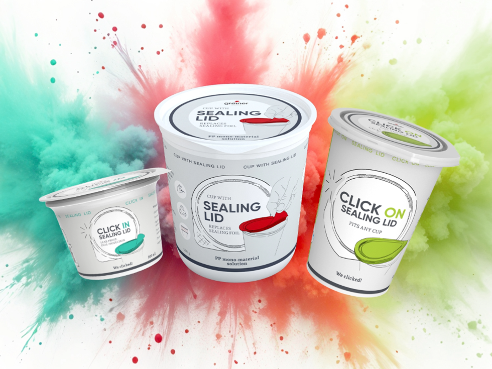 Two resealable, mono-material sealing cup lids revealed by Greiner ...
